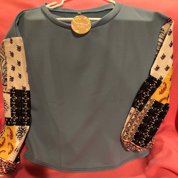 Figleaffashion | Tops | Long Sleeve Colorful Sleeve Top | Poshmark